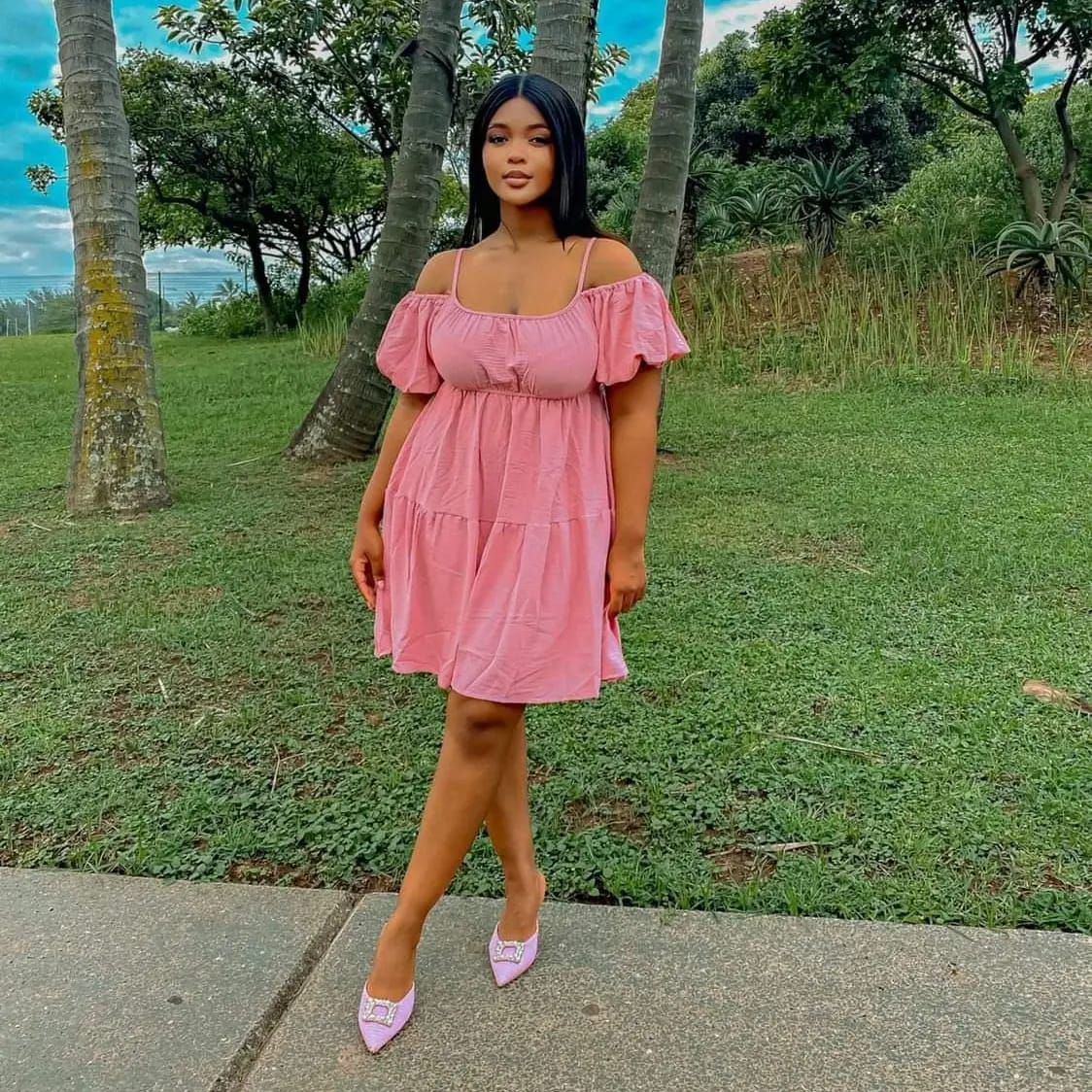 Plain Short Puff Sleeve Knee Length Dress – My Choice Trading ...